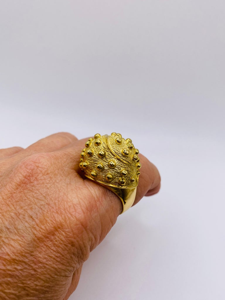 Vintage David Webb Dome Ring with Raised Gold Dots at 1stDibs