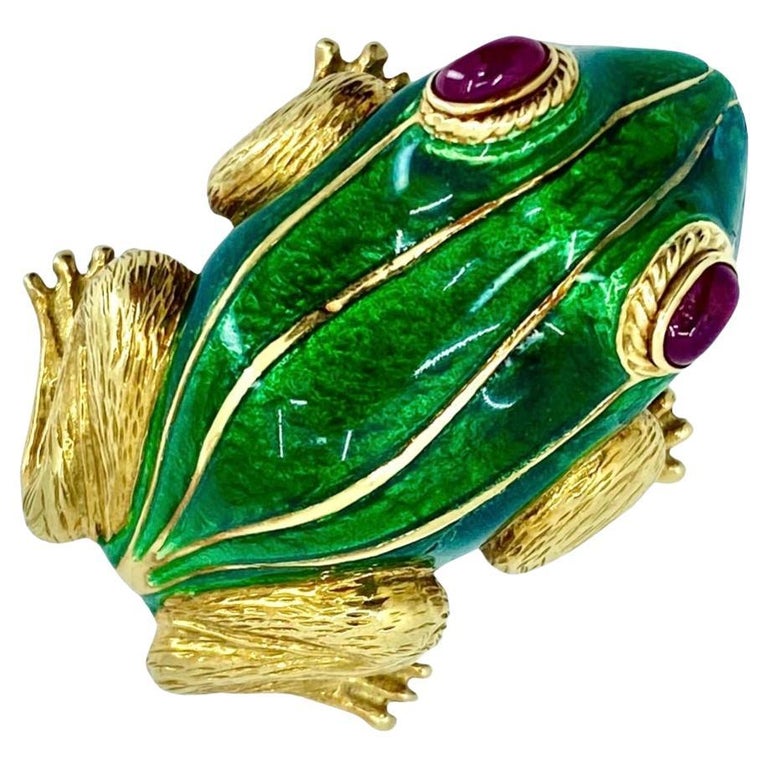 Vintage David Webb Frog Gold Brooch For Sale at 1stDibs
