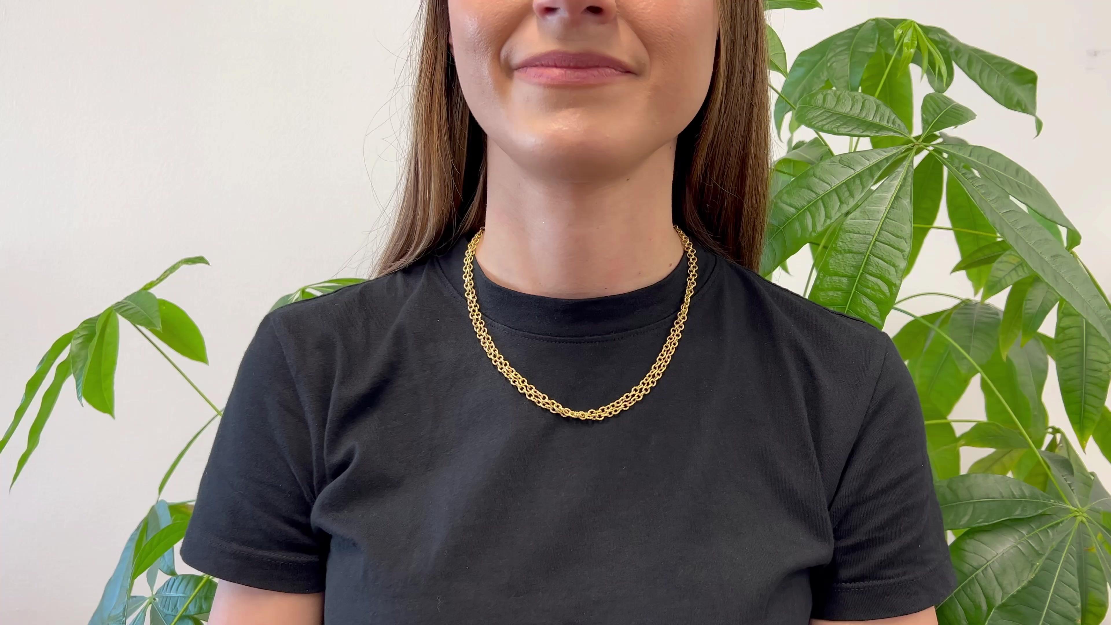 Vintage David Yurman 18k Yellow Gold Double Strand Chain Necklace For ...