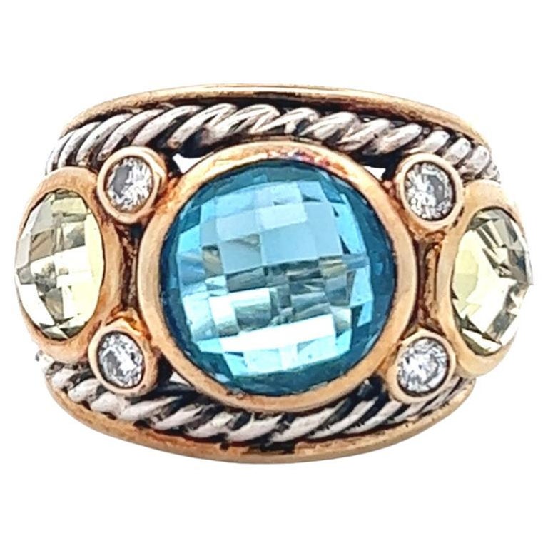 Renaissance-Ring, David Yurman, Topas, Prasiolith, Diamant, 18K Gold ...