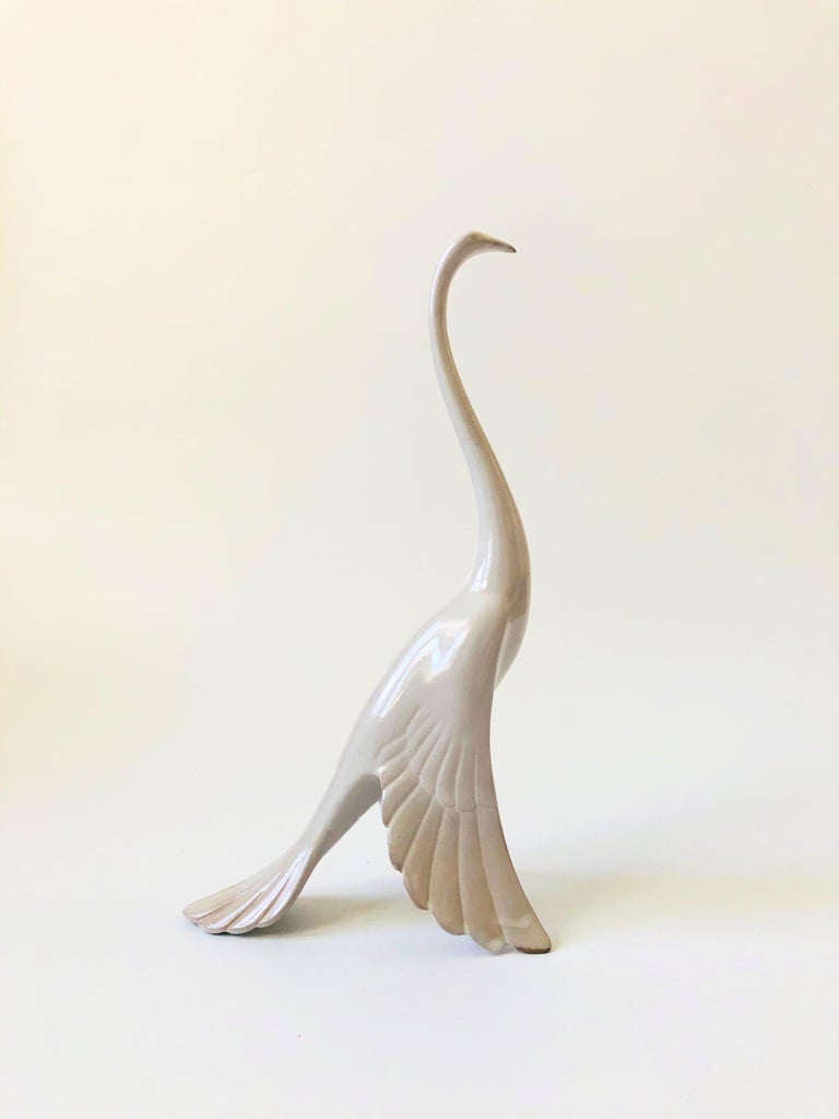 Vintage Deco Art Pottery Crane Statue at 1stDibs
