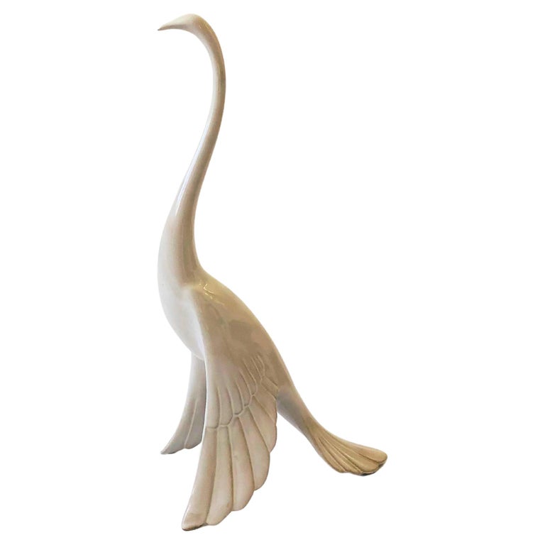 Vintage Deco Art Pottery Crane Statue at 1stDibs