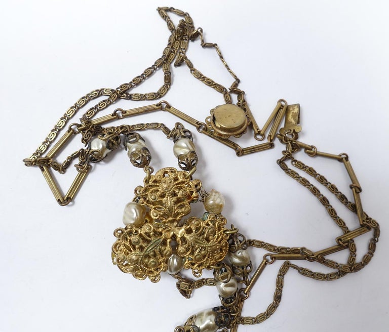 Vintage Deco Early Miriam Haskell Faux Pearl Multi-Strand Necklace For ...