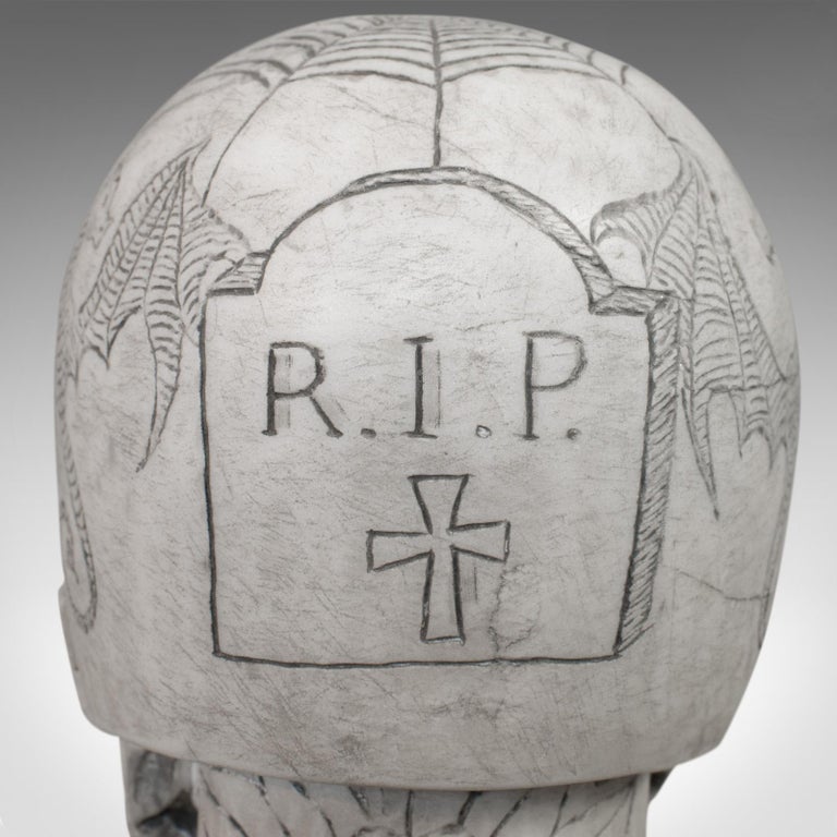 Vintage Decorated Skull, English, Marble, Ornament, Hand Finished, D ...