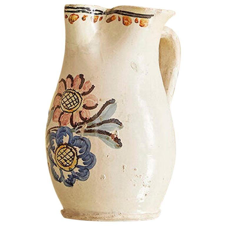 Vintage Decorative Ceramic Pitcher with Decorations, Italy, Late 19th ...