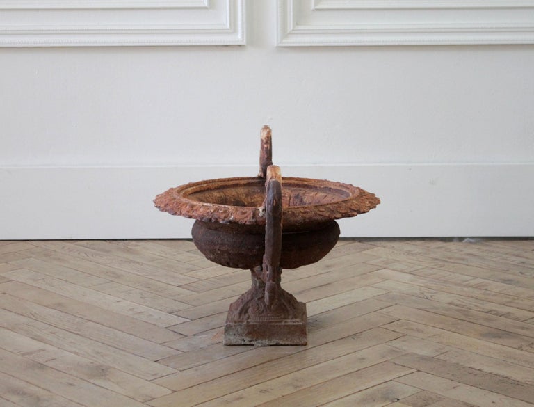 Vintage Decorative Iron Urn with Rust Patina at 1stDibs