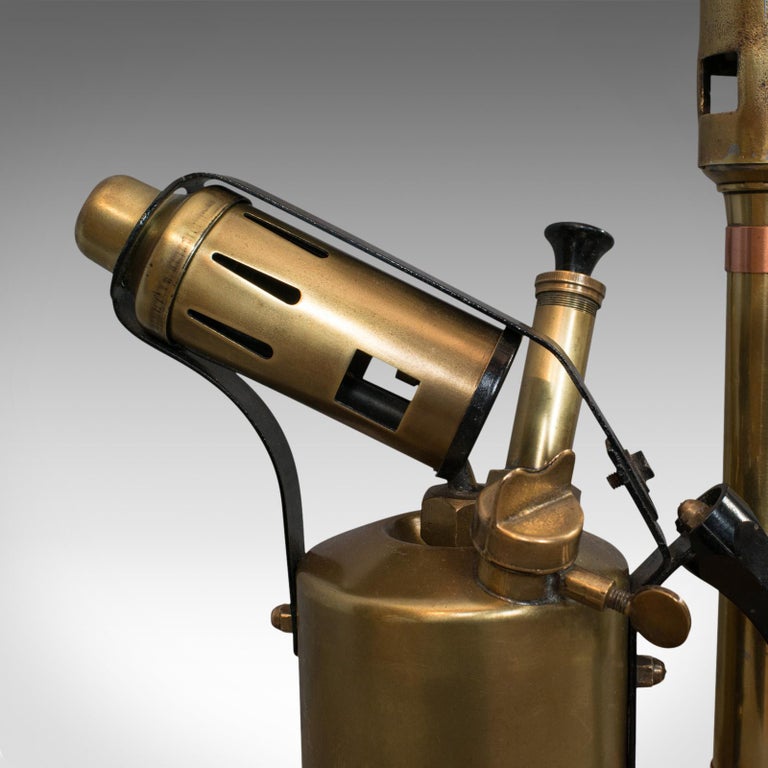 Vintage Decorative Lamp, English, Brass, Blow Torch, Light, Shade, Oak ...