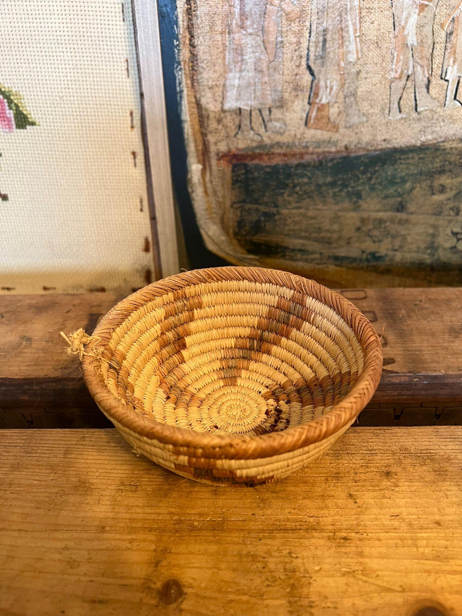 Vintage Decorative Natural Fiber Basket For Sale at 1stDibs
