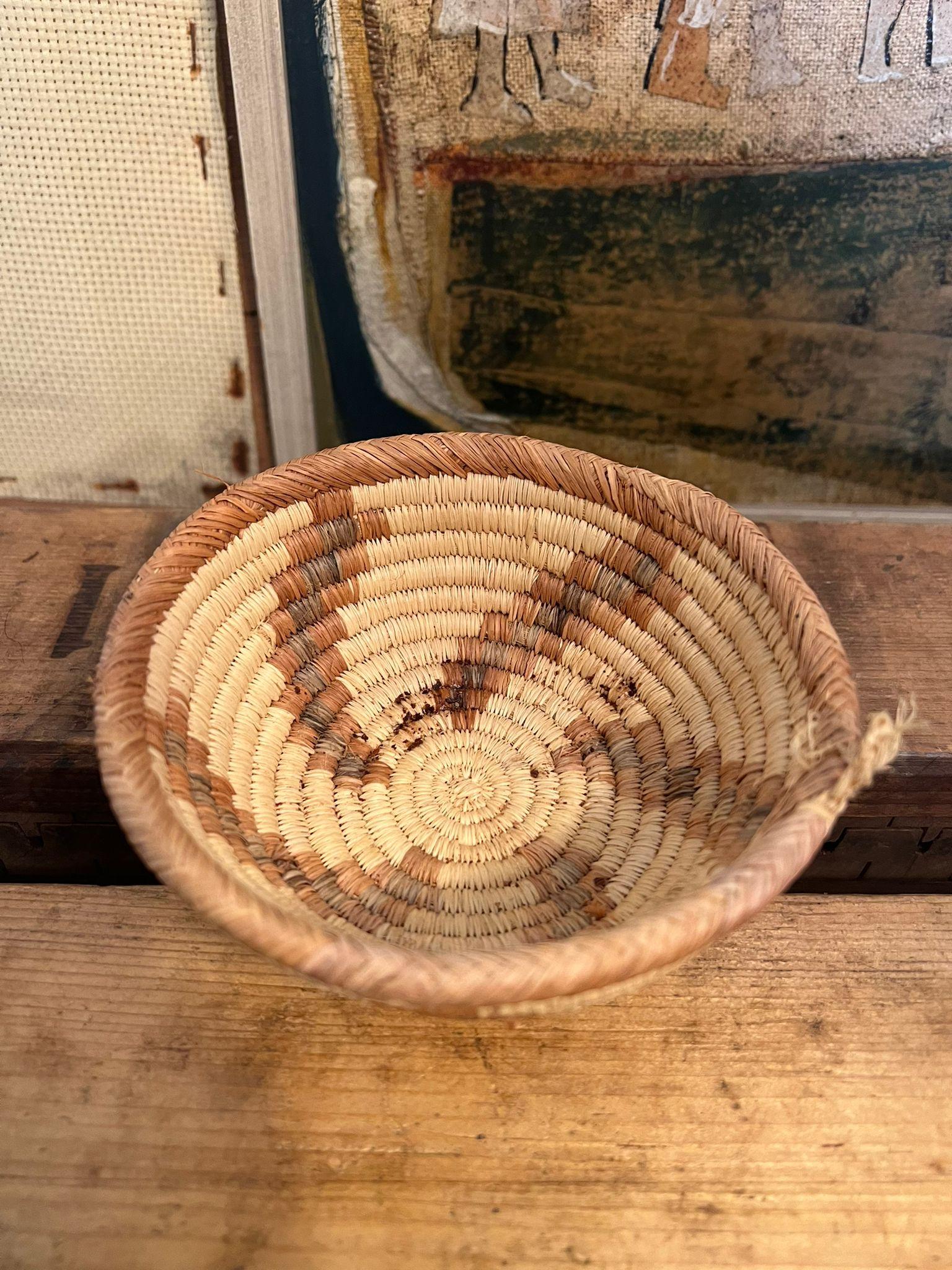 Vintage Decorative Natural Fiber Basket For Sale at 1stDibs