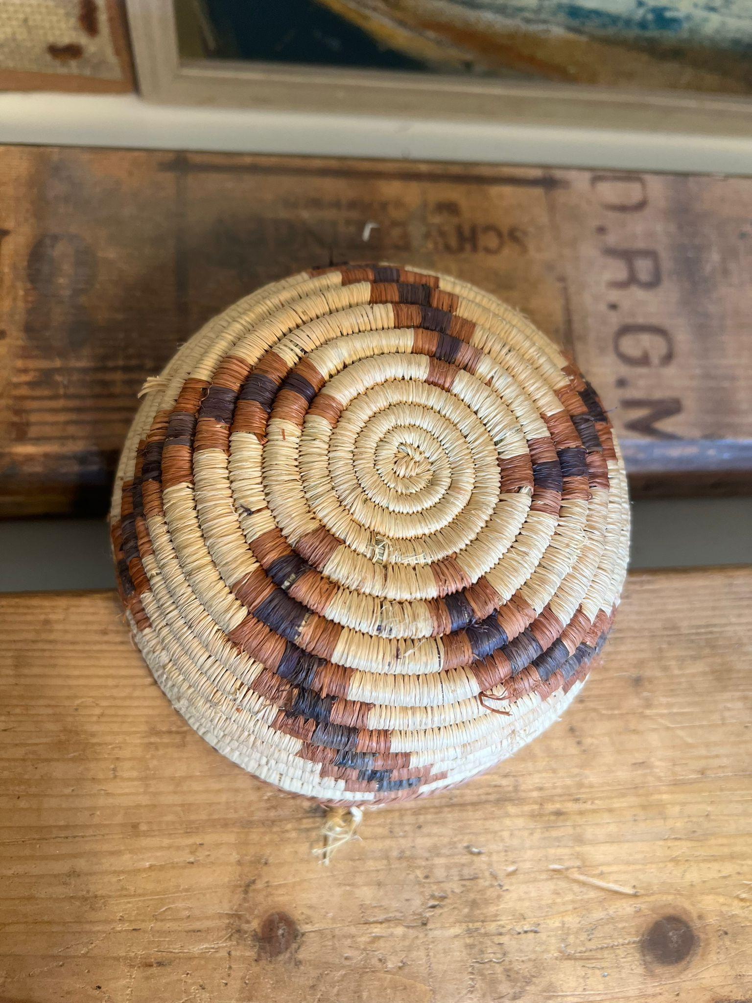 Vintage Decorative Natural Fiber Basket For Sale at 1stDibs