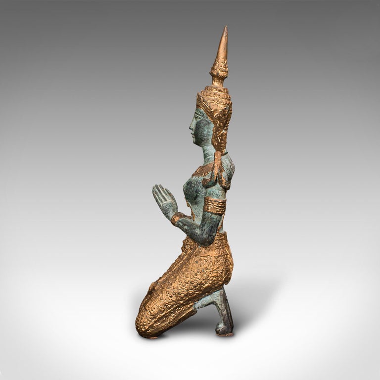Vintage Decorative Prayer Figure, Oriental, Gilt Bronze, Thai Deity ...