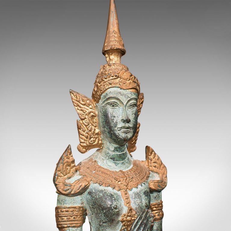 Vintage Decorative Prayer Figure, Oriental, Gilt Bronze, Thai Deity ...