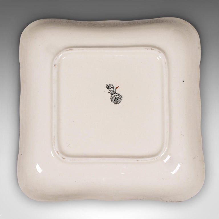Vintage Decorative Square Dish, English, Ceramic Serving Plate, Early ...