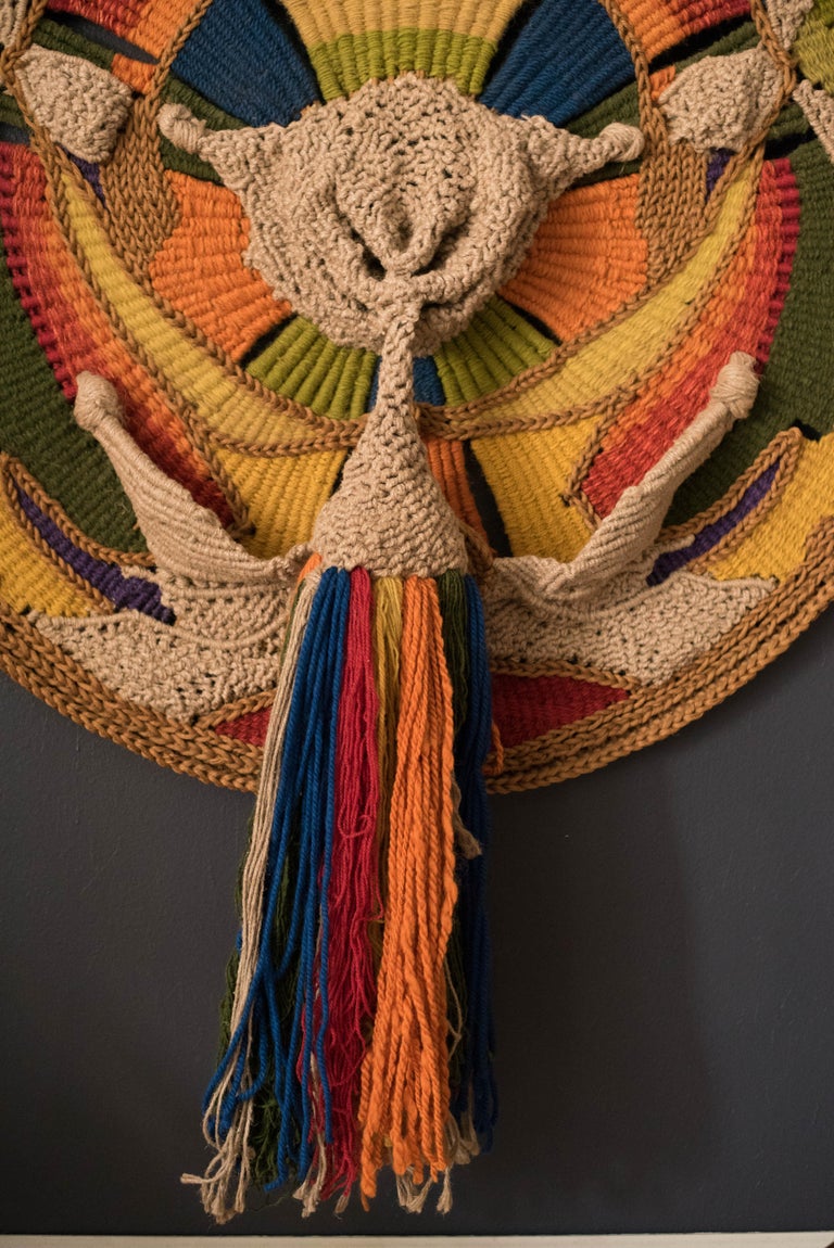 Vintage Decorative Wall Hanging Macrame Textile by Marion Ferri at 1stDibs