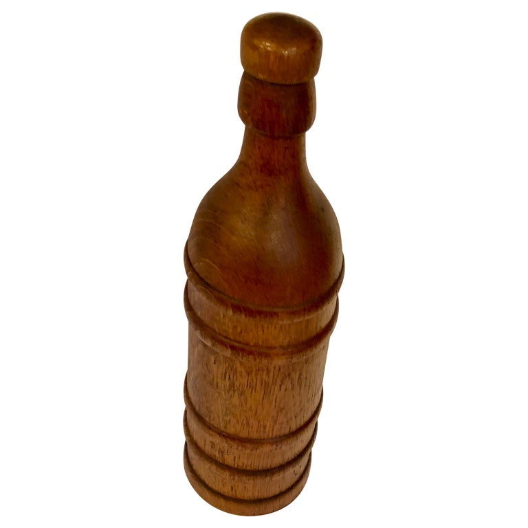 Vintage Decorative Wooden Decanter Bottle at 1stDibs | antique wooden ...
