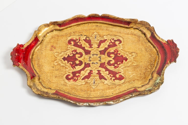Vintage Deep Red Decorative Wood Plate, Italy, 1960s For Sale at 1stDibs