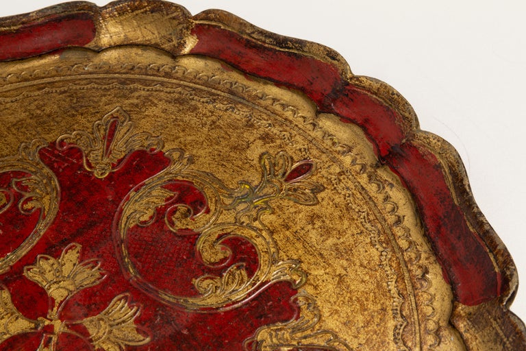 Vintage Deep Red Decorative Wood Plate, Italy, 1960s For Sale at 1stDibs