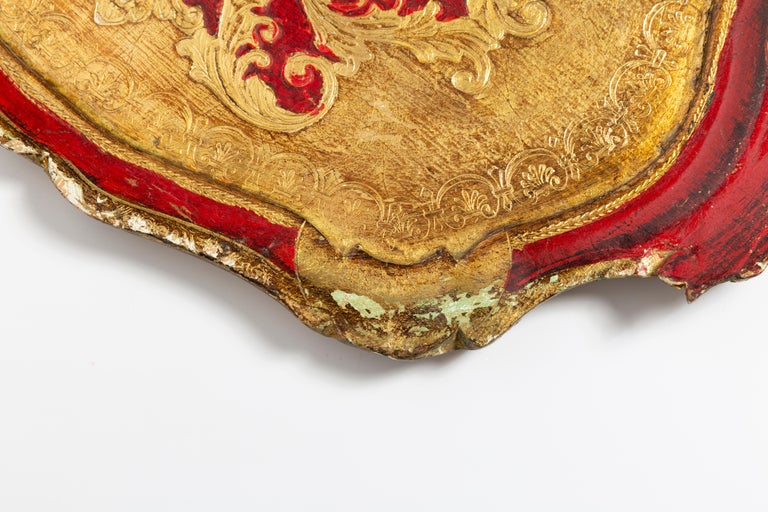 Vintage Deep Red Decorative Wood Plate, Italy, 1960s For Sale at 1stDibs