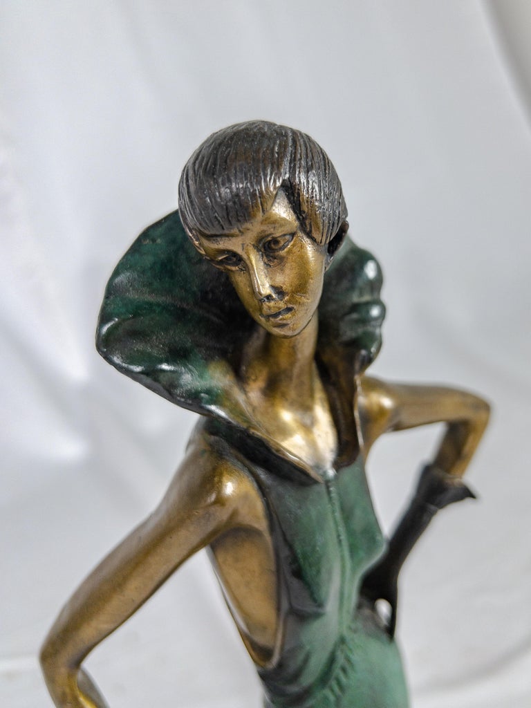 Vintage Demetre Chiparus Baroness Art Deco Bronze Sculpture For Sale at ...