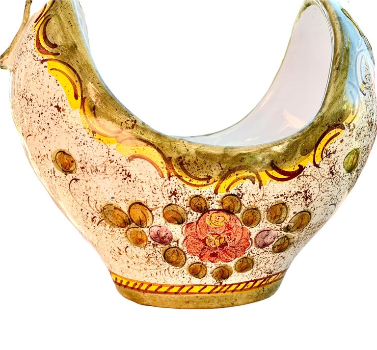 Vintage Deruta Italian Majolica Boat Shaped Vase For Sale at 1stDibs