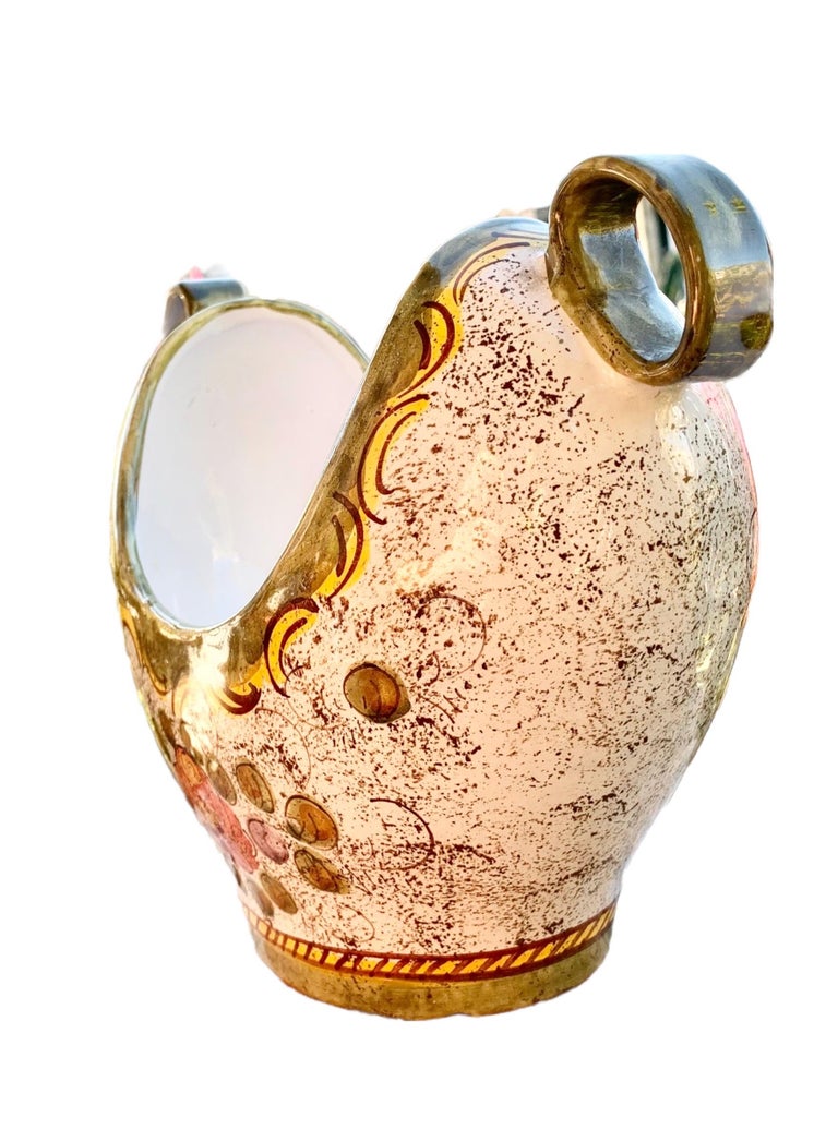 Vintage Deruta Italian Majolica Boat Shaped Vase For Sale at 1stDibs