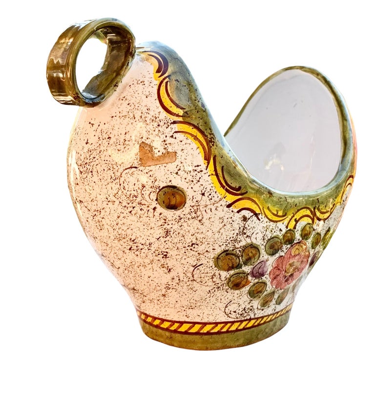 Vintage Deruta Italian Majolica Boat Shaped Vase For Sale at 1stDibs