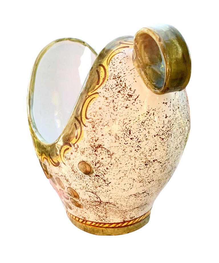 Vintage Deruta Italian Majolica Boat Shaped Vase For Sale at 1stDibs