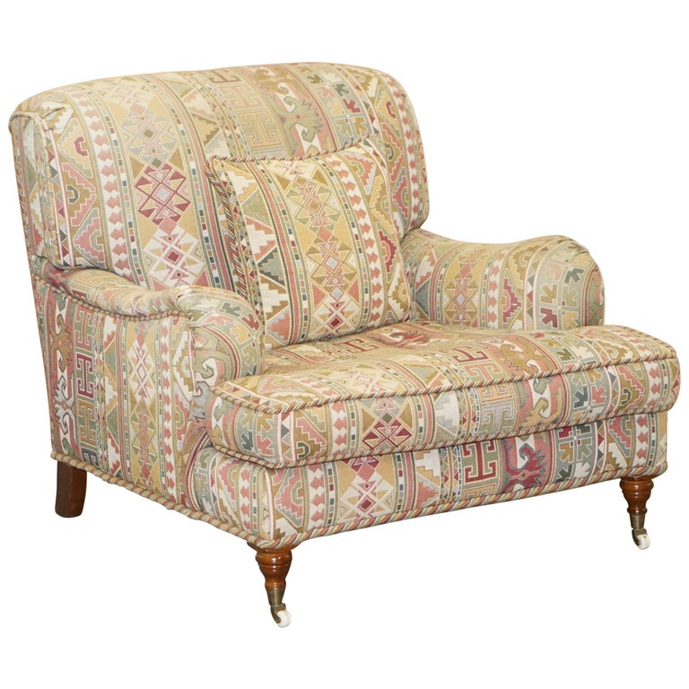 Vintage Derwent Hand Made in England Kilim Pattern Howard Armchair with ...