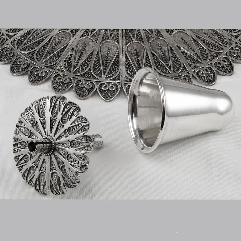 Designed Yemenite Israel Handmade Sterling Silver Menorah for Hanukkah ...