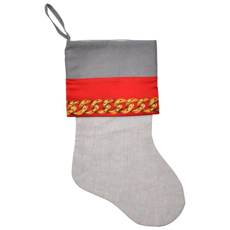 Vintage Designer YSL Silk Scarf and Pure Irish Linen Christmas Stocking ...