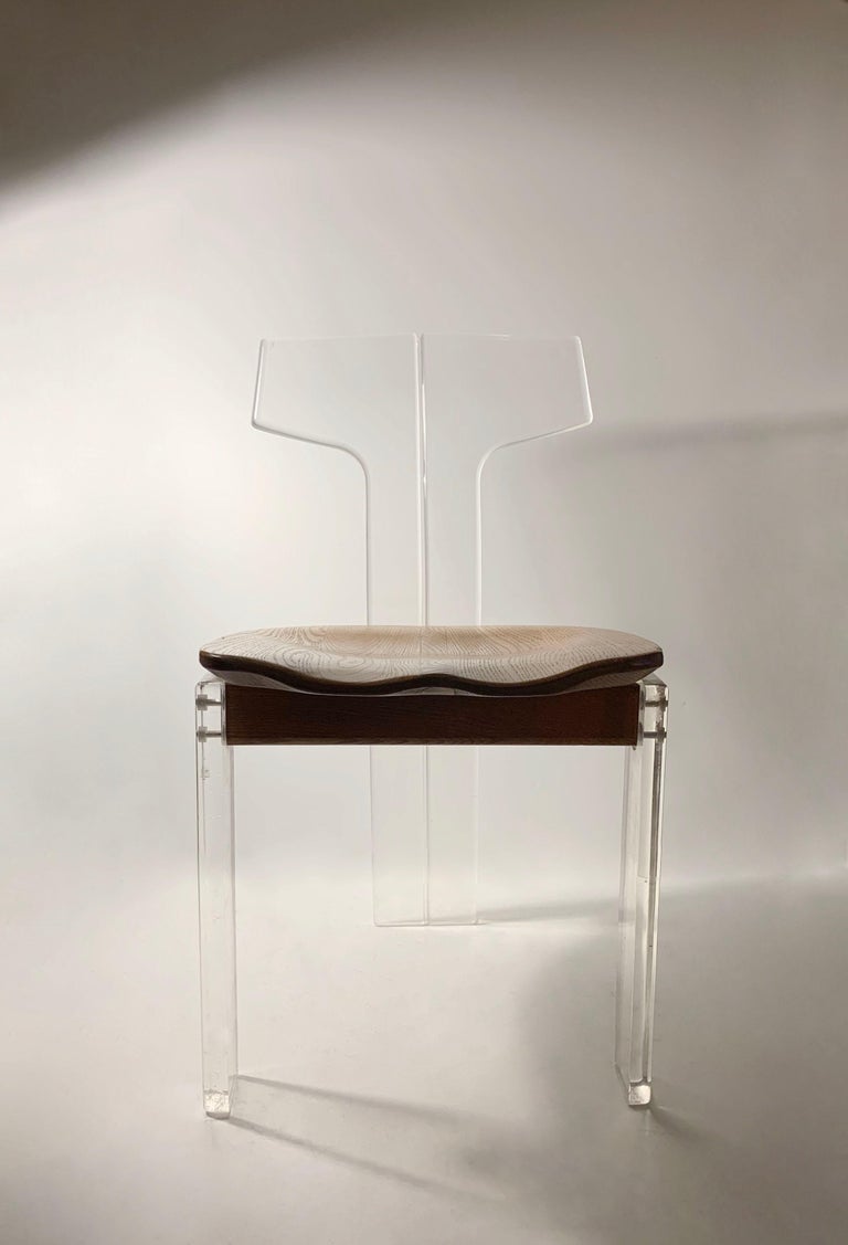 Vintage Designer Lucite T-Back Side / Desk Chair For Sale at 1stDibs