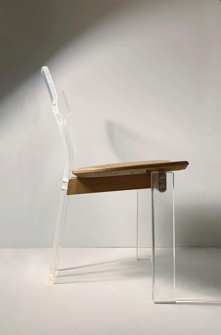 Vintage Designer Lucite T-Back Side / Desk Chair For Sale at 1stDibs