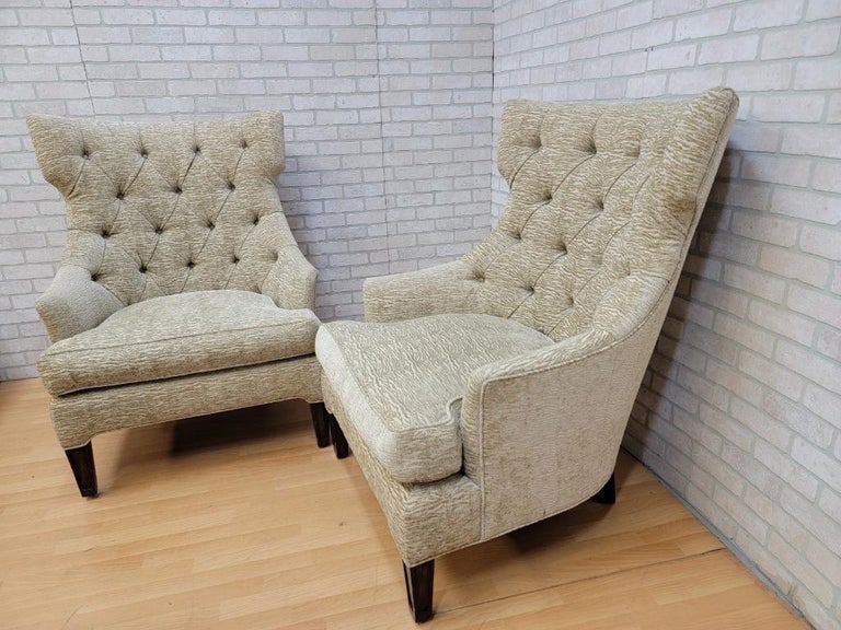 Vintage Designer Oversized Wingback Lounge Chairs by Marge Carson For ...
