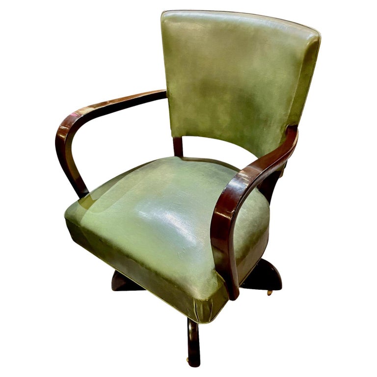 Vintage Desk Chair Restored Original Leather at 1stDibs