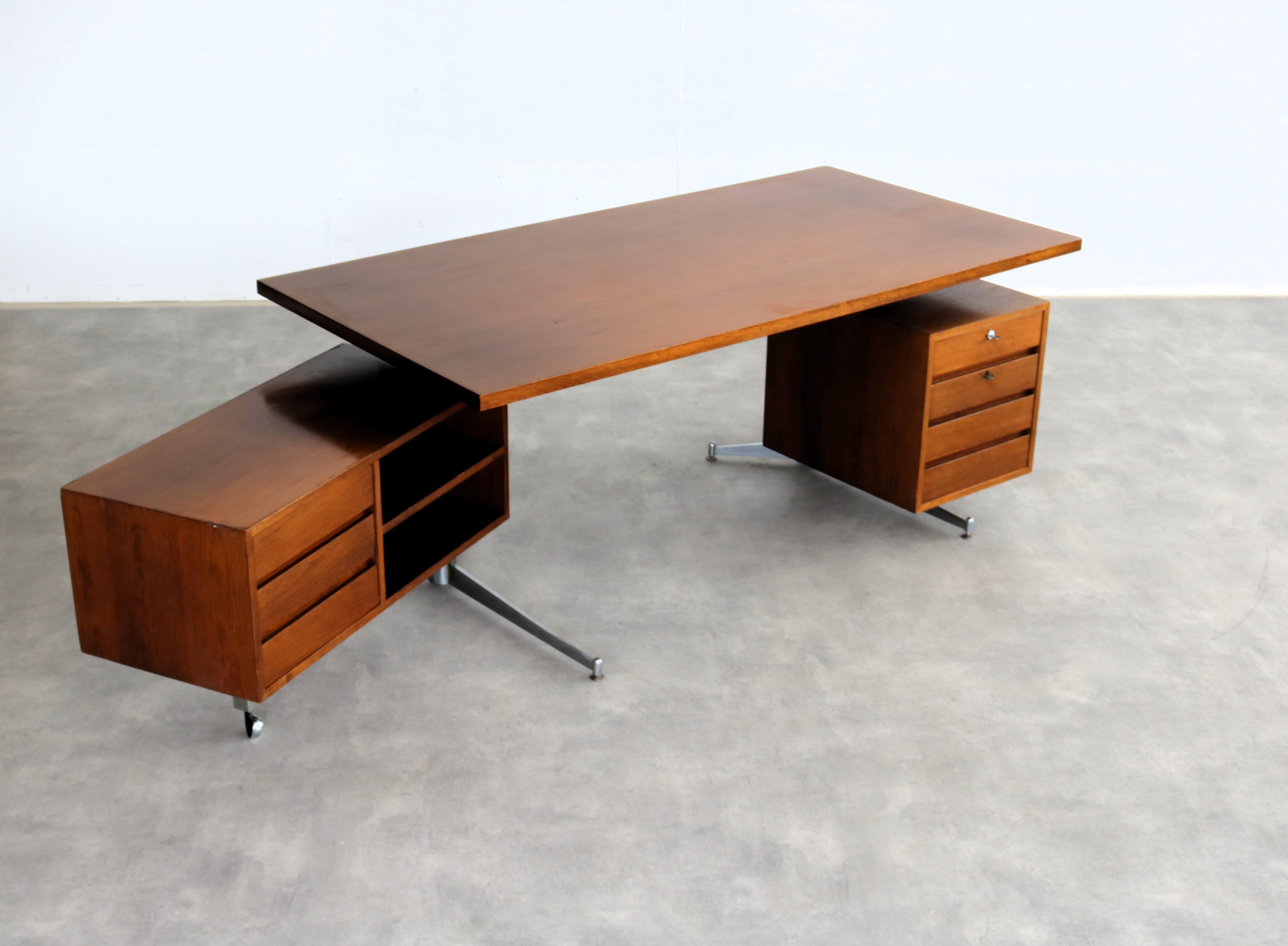 vintage desk management office 60s teak For Sale at 1stDibs
