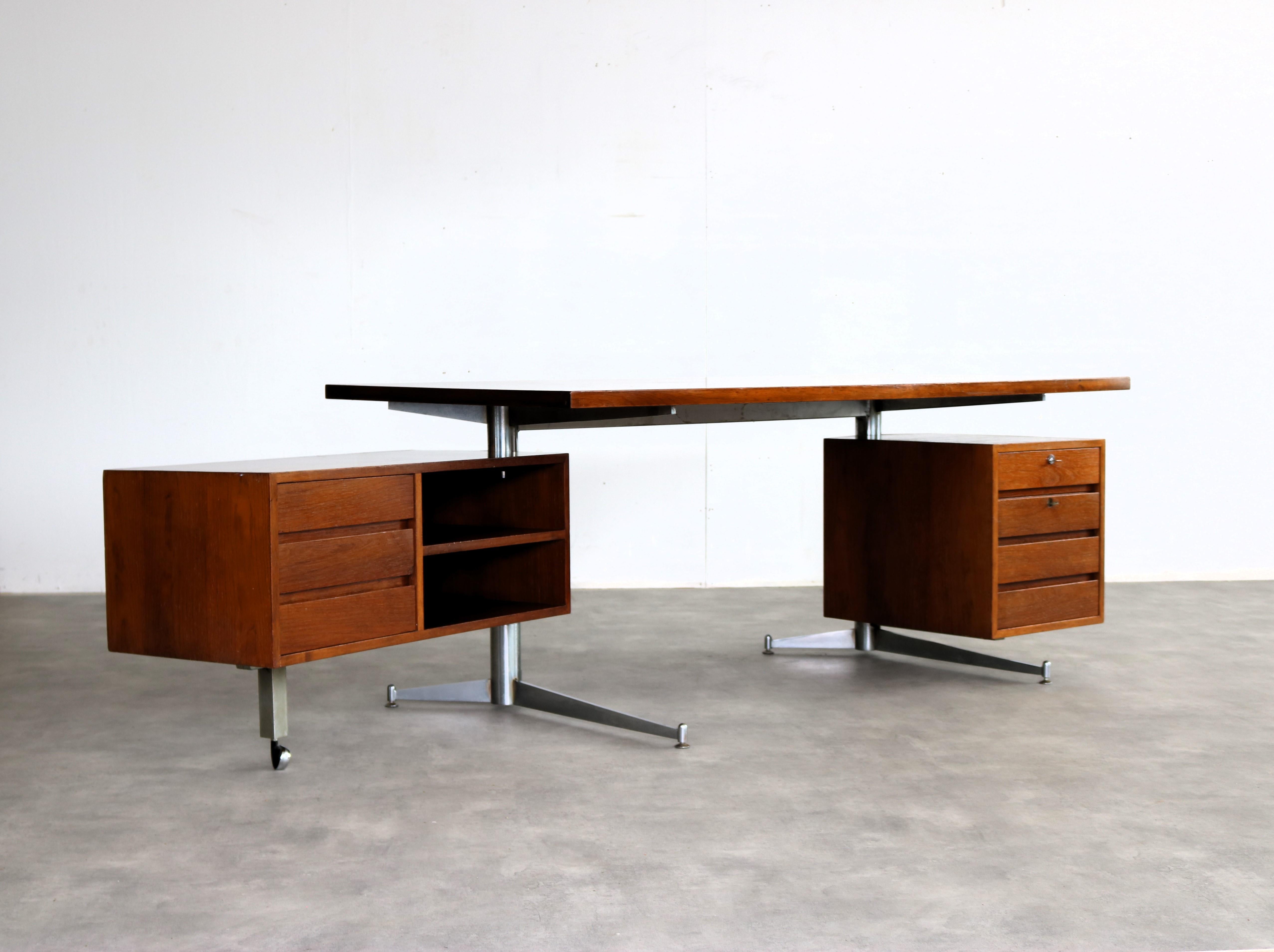 vintage desk management office 60s teak For Sale at 1stDibs