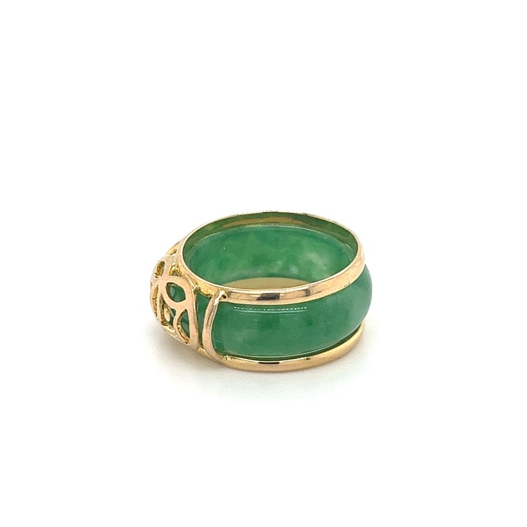 Vintage Detachable 14k Yellow Gold Jadeite Jade Band Pinky Ring For ...