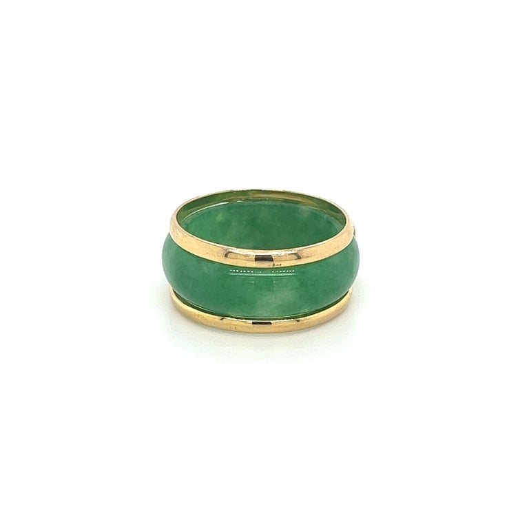 Vintage Detachable 14k Yellow Gold Jadeite Jade Band Pinky Ring For ...