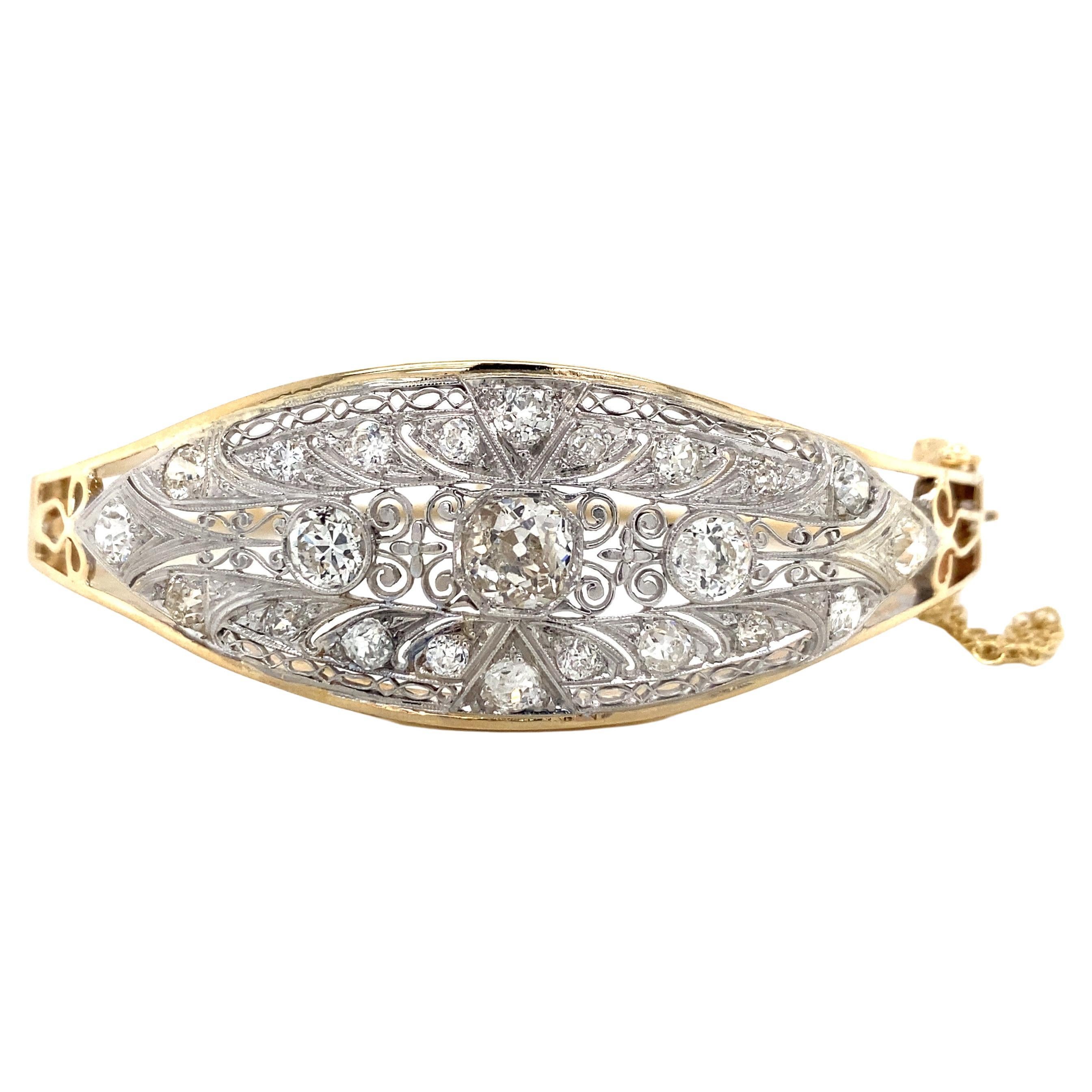 Platinum Diamond Bangle 8.40 Carat Flower Motif at 1stDibs | platinum ...