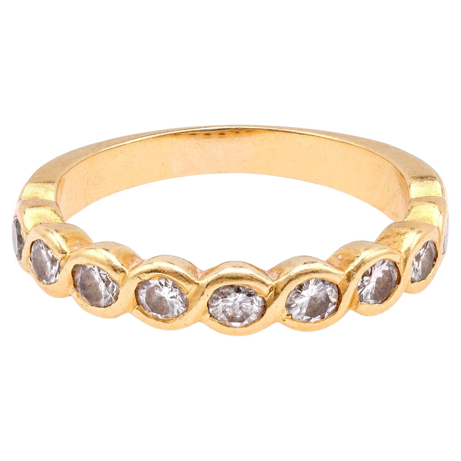 Vintage Tiffany and Co. Diamond 18k Yellow Gold Half Eternity Band For ...
