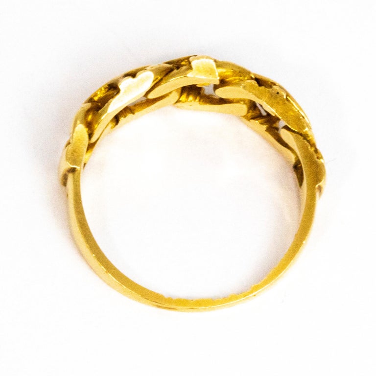 Vintage Diamond and 18 Carat Chain Detail Gypsy Ring at 1stDibs