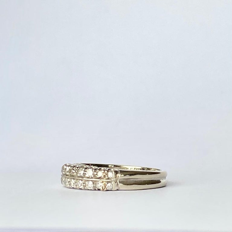 Vintage Diamond and 18 Carat White Gold Double Row Half Eternity Band ...