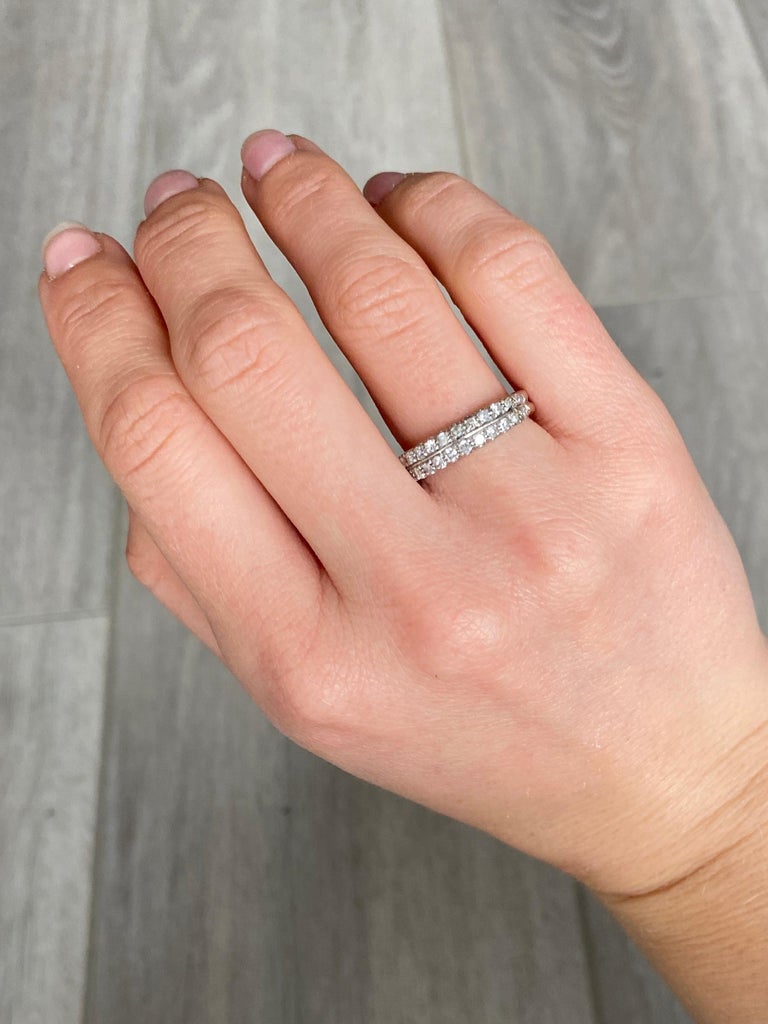 Vintage Diamond and 18 Carat White Gold Double Row Half Eternity Band ...