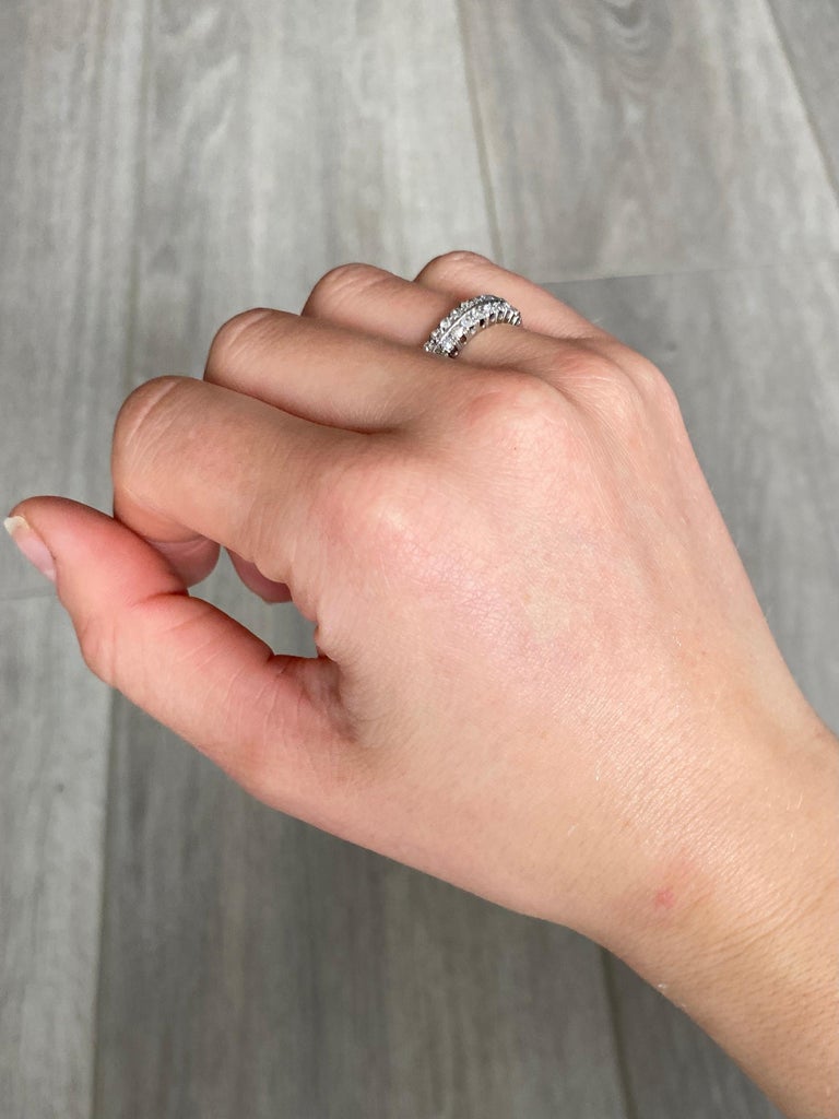 Vintage Diamond and 18 Carat White Gold Double Row Half Eternity Band ...