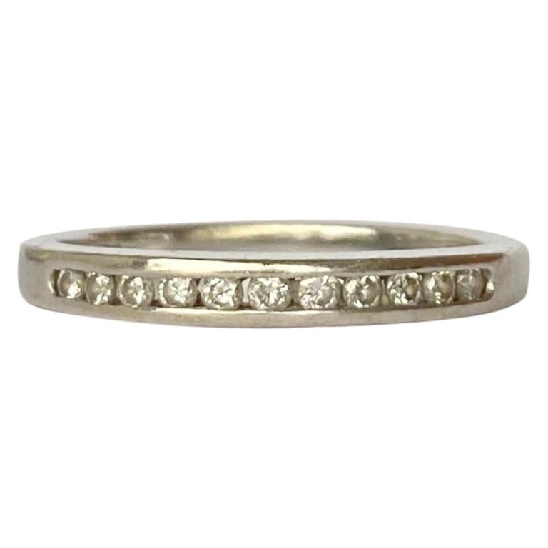 Vintage Diamond and 18 Carat White Gold Half Eternity Band For Sale at ...