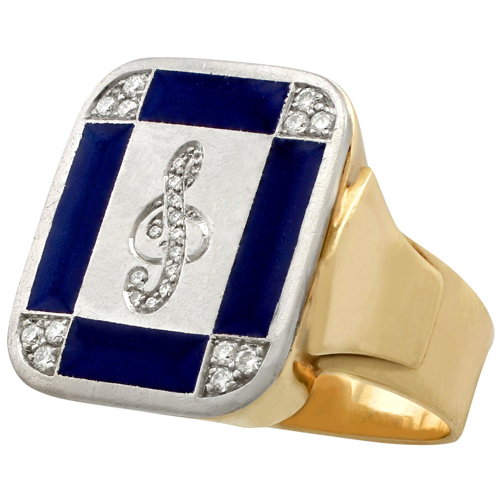 Maz Yellow Gold and Enamel Cigar Band Ring at 1stDibs