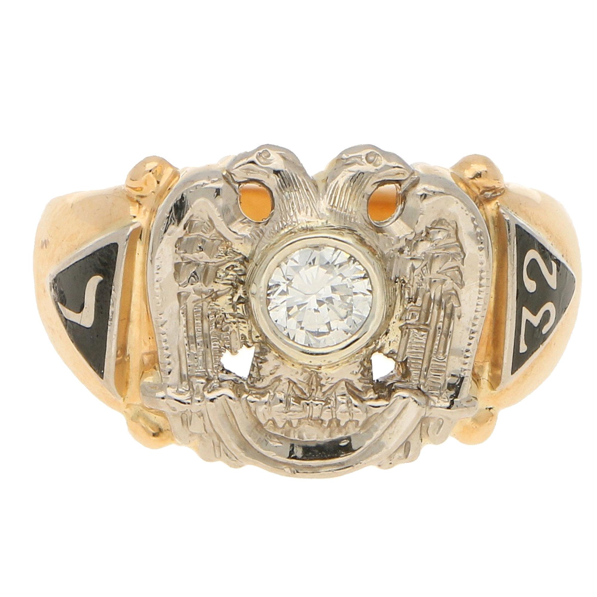 Vintage Red Enamel Diamond Signet Ring at 1stdibs