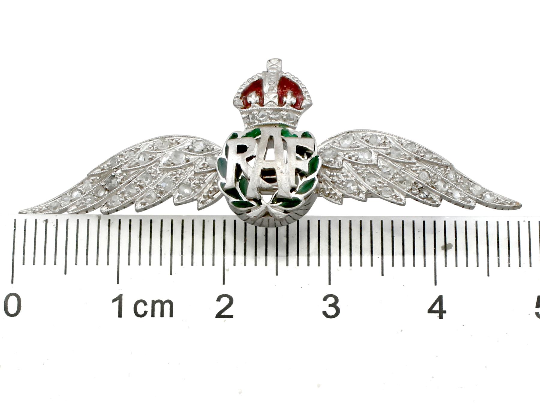 Vintage Diamond and Enamel White Gold 'RAF' Regimental Brooch at ...