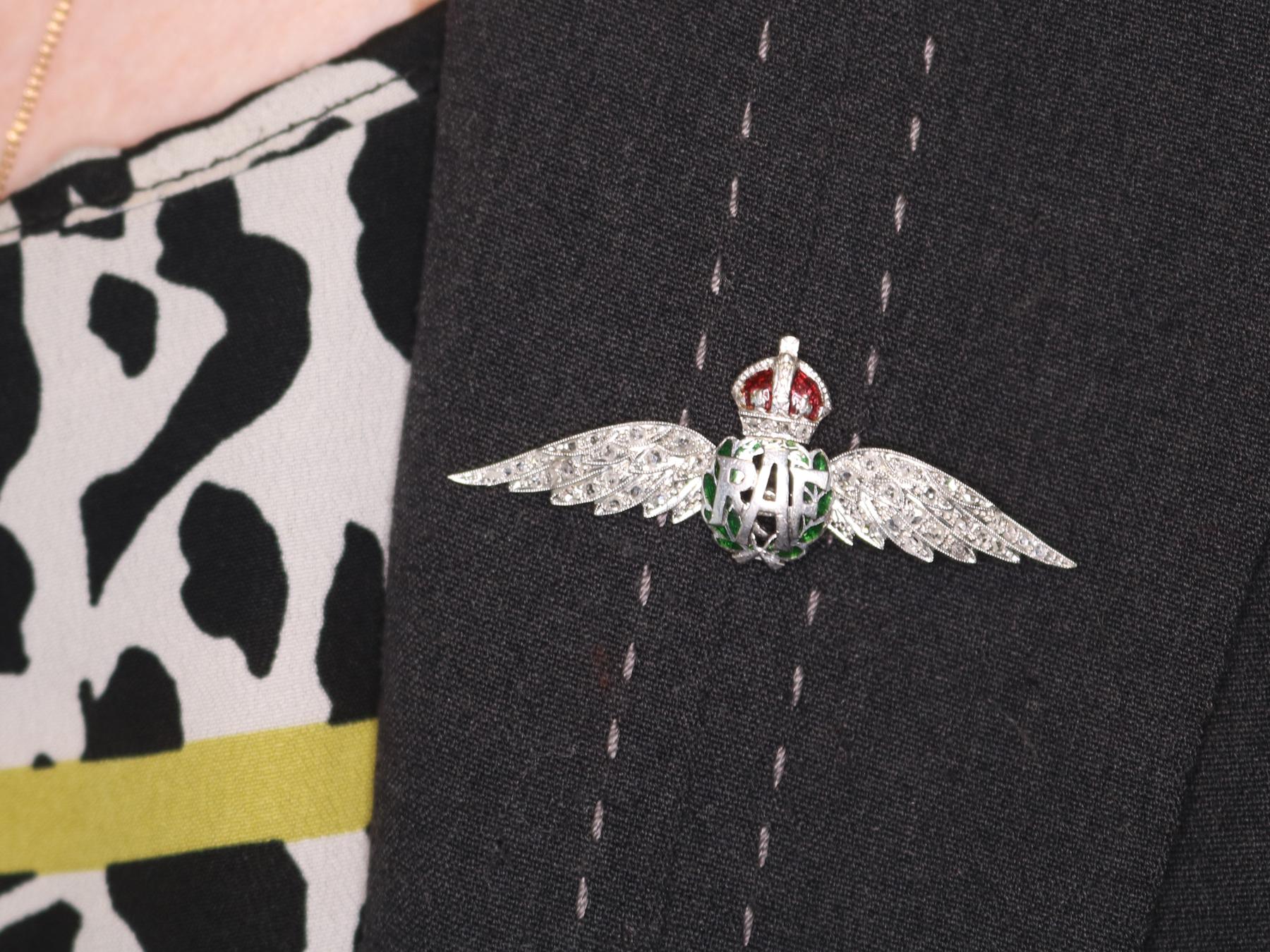 Vintage Diamond and Enamel White Gold 'RAF' Regimental Brooch at ...