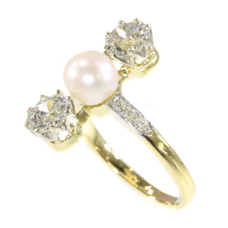 Vintage Diamond and Pearl Engagement Ring Belle Epoque Period For Sale ...